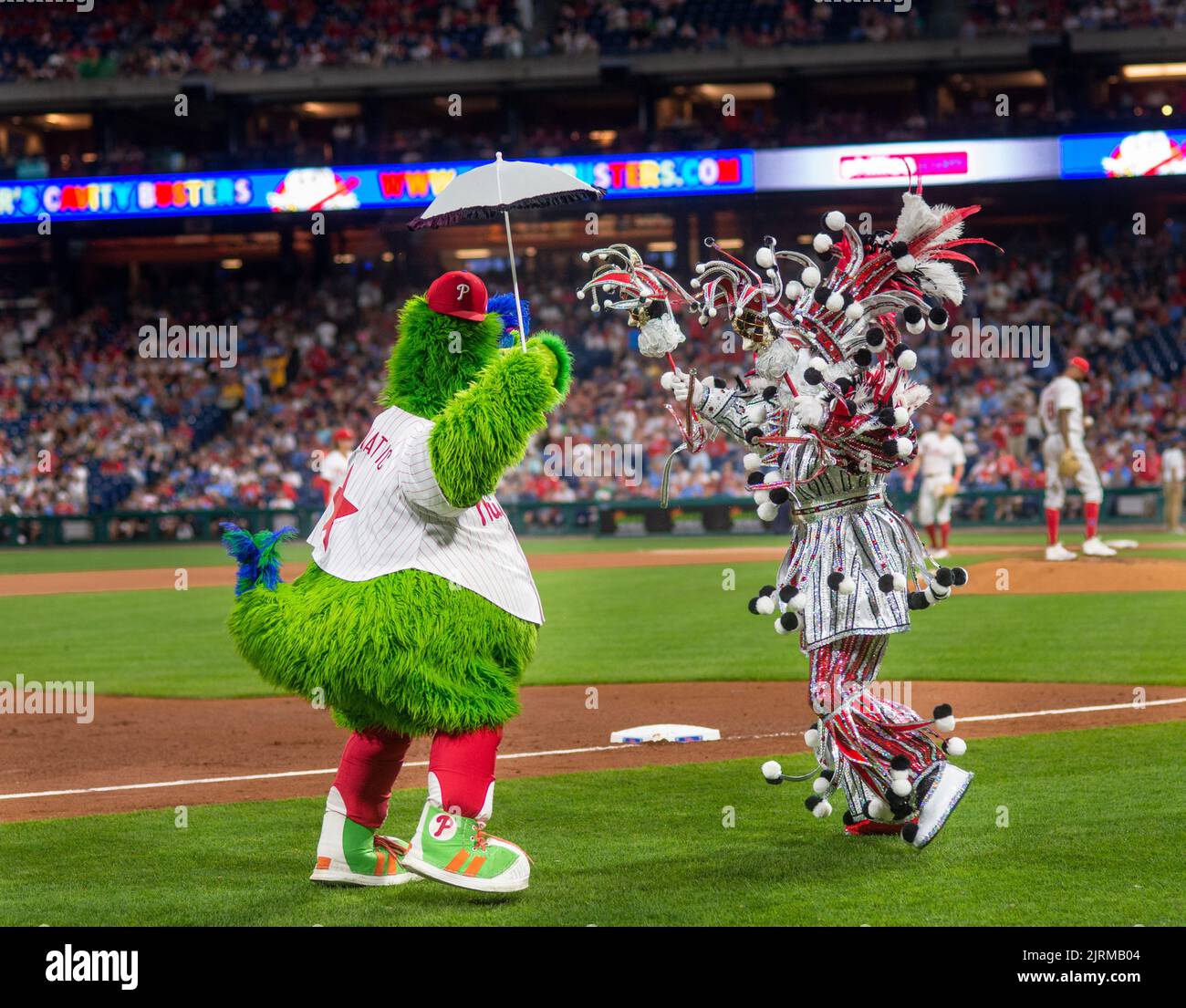 WMMR's Jacky Bam Bam wears his prize winning Mummers costume as he ...