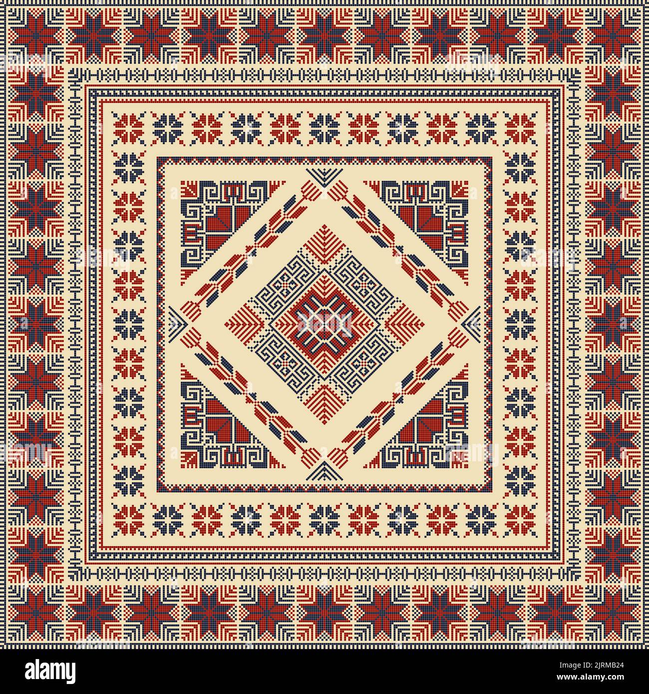 Embroidery Tatreez pattern, Palestinian fashion vector ornament Stock ...