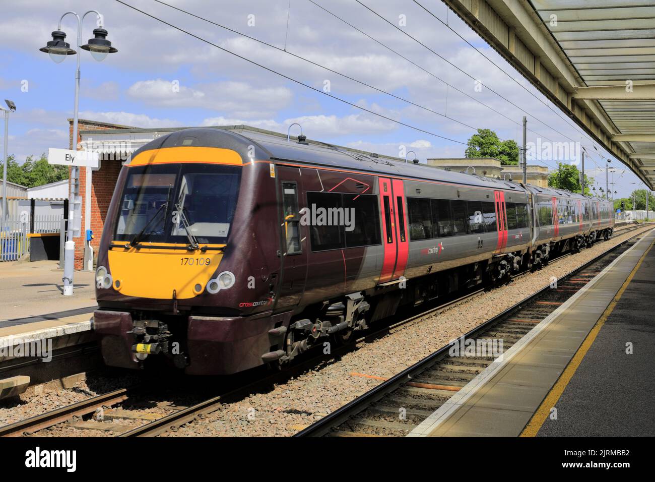 170190 C2C Train at Ely station, Ely city, Cambridgeshire, England ...