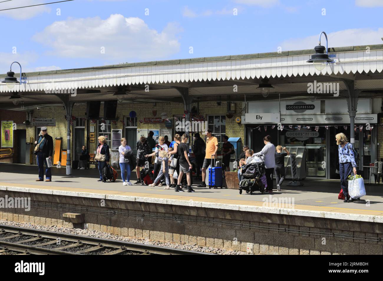 Passengers at Ely station, Ely city, Cambridgeshire, England Stock ...
