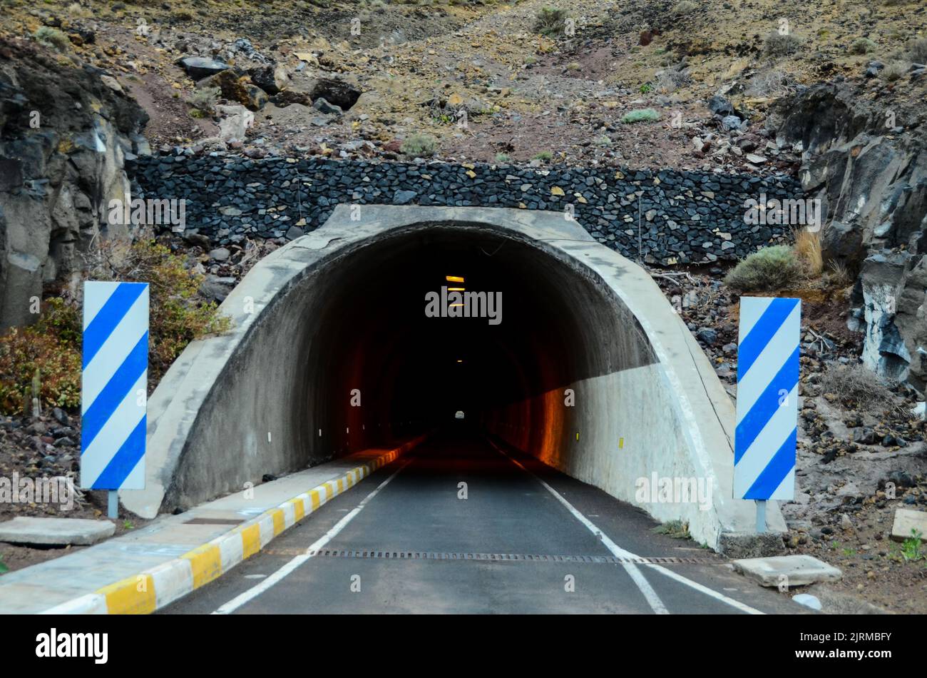 Undergound Dark Tunnel and Road Incandescent Illuminated Stock Photo ...