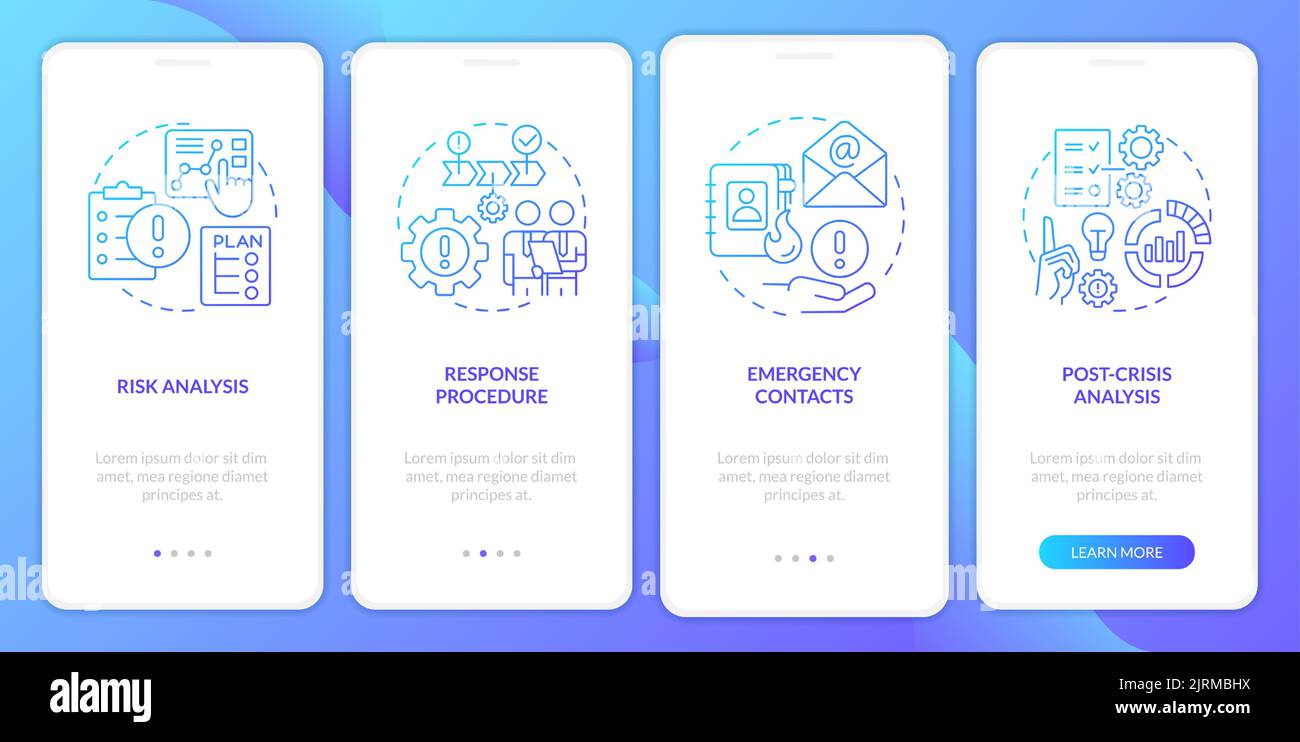 Crisis management plan blue gradient onboarding mobile app screen Stock Vector Image & Art - Alamy