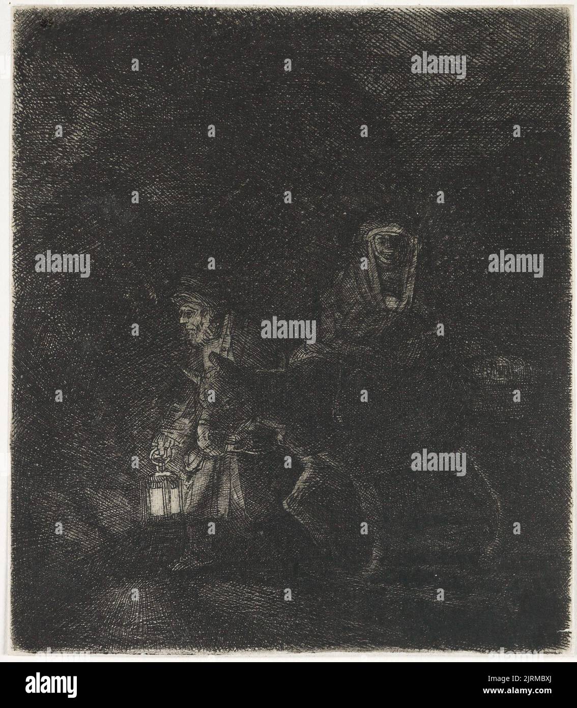 The flight into Egypt: a night piece., 1651, Netherlands, by Rembrandt ...