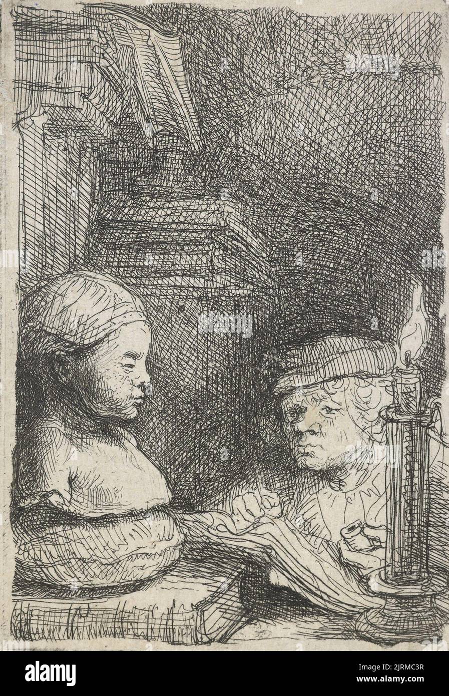 Man drawing from a cast., circa 1641, Netherlands, by Rembrandt van ...