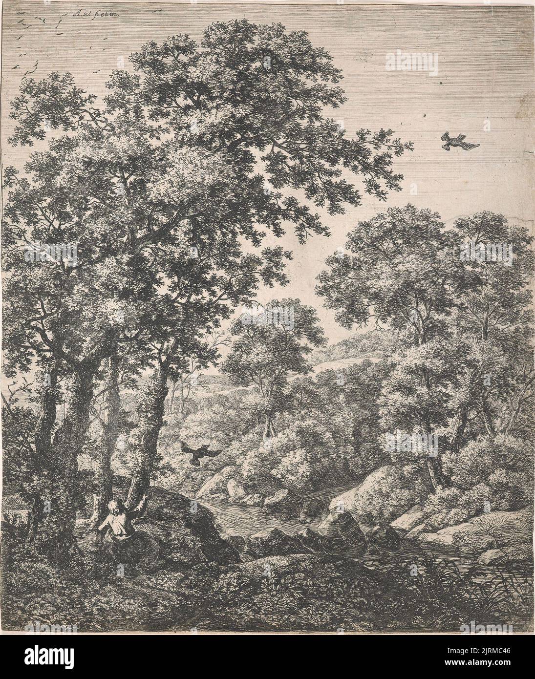 Six large upright landscapes with scenes from the Old Testament: Elijah ...