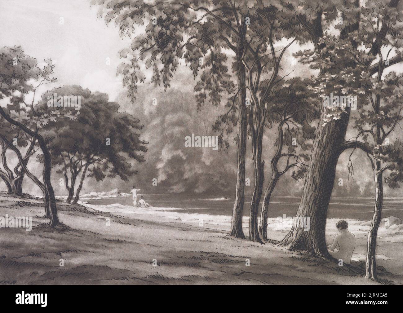 The bathing pool, 1910-1930, by Percival Gaskell. Gift of Sir John ...