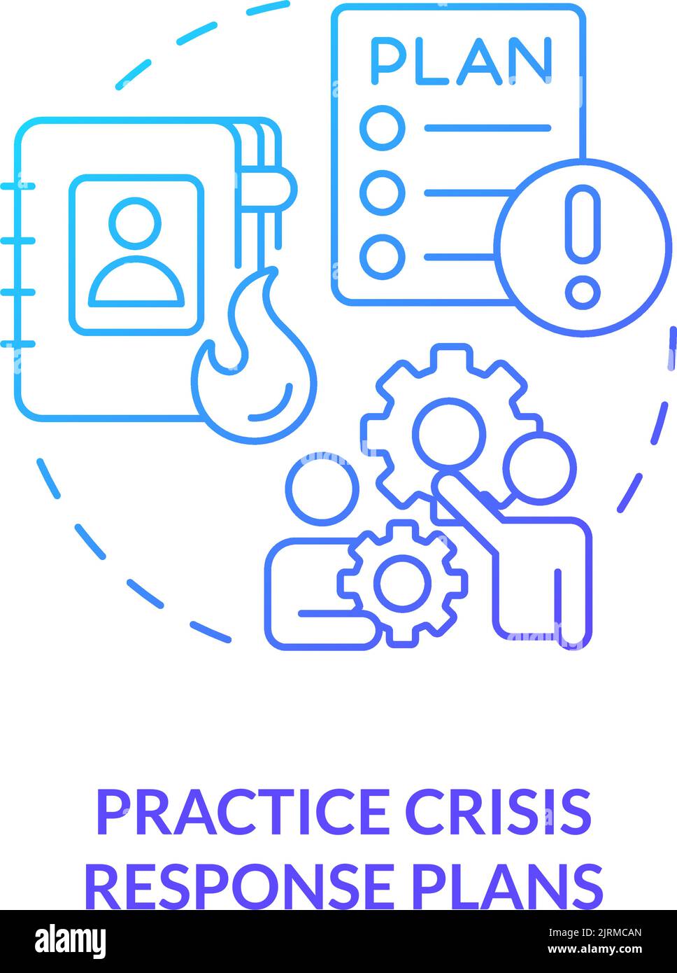 Practice crisis response plans blue gradient concept icon Stock Vector ...
