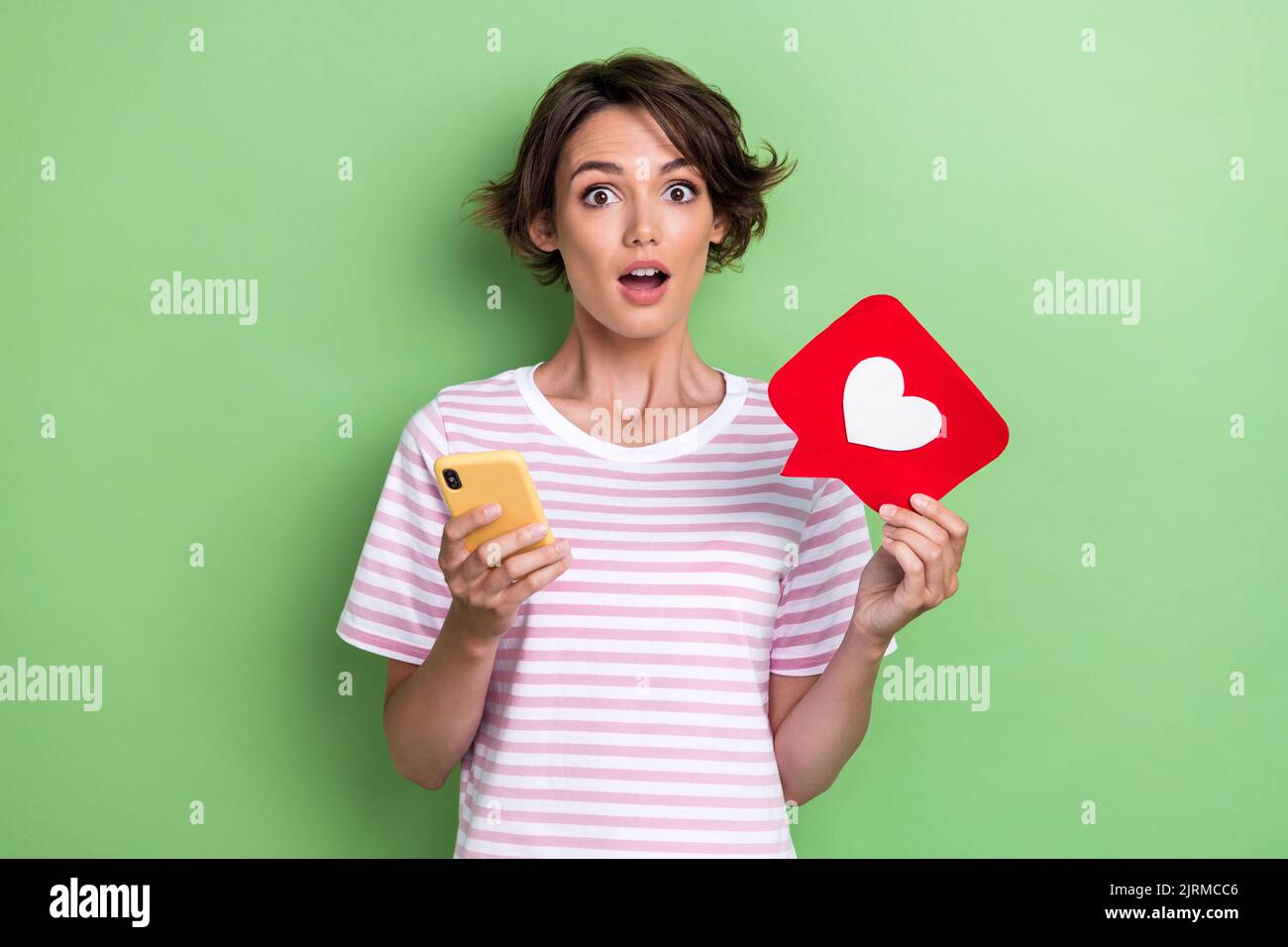 Photo of pretty lady blogger unexpected unbelievable reaction million ...