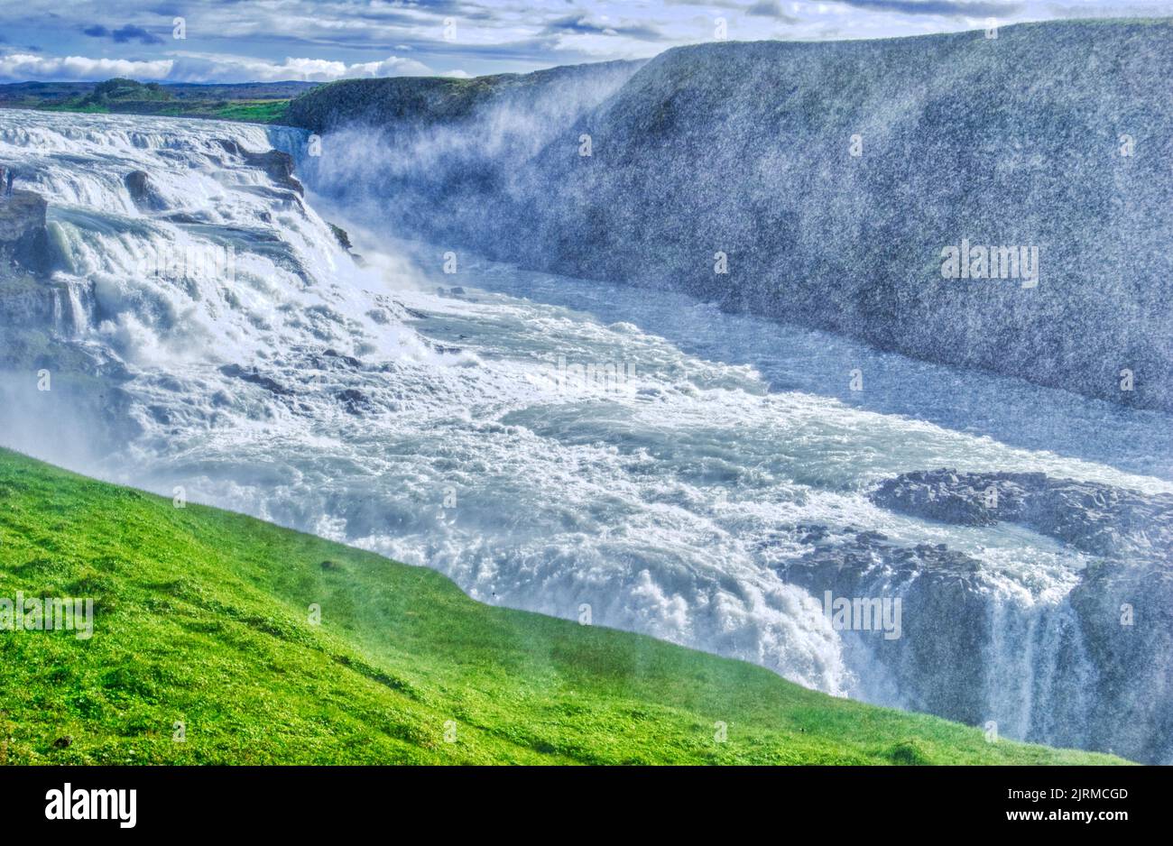 Gullfoss waterfall located in canyon on Hvita river, Iceland - hdr ...