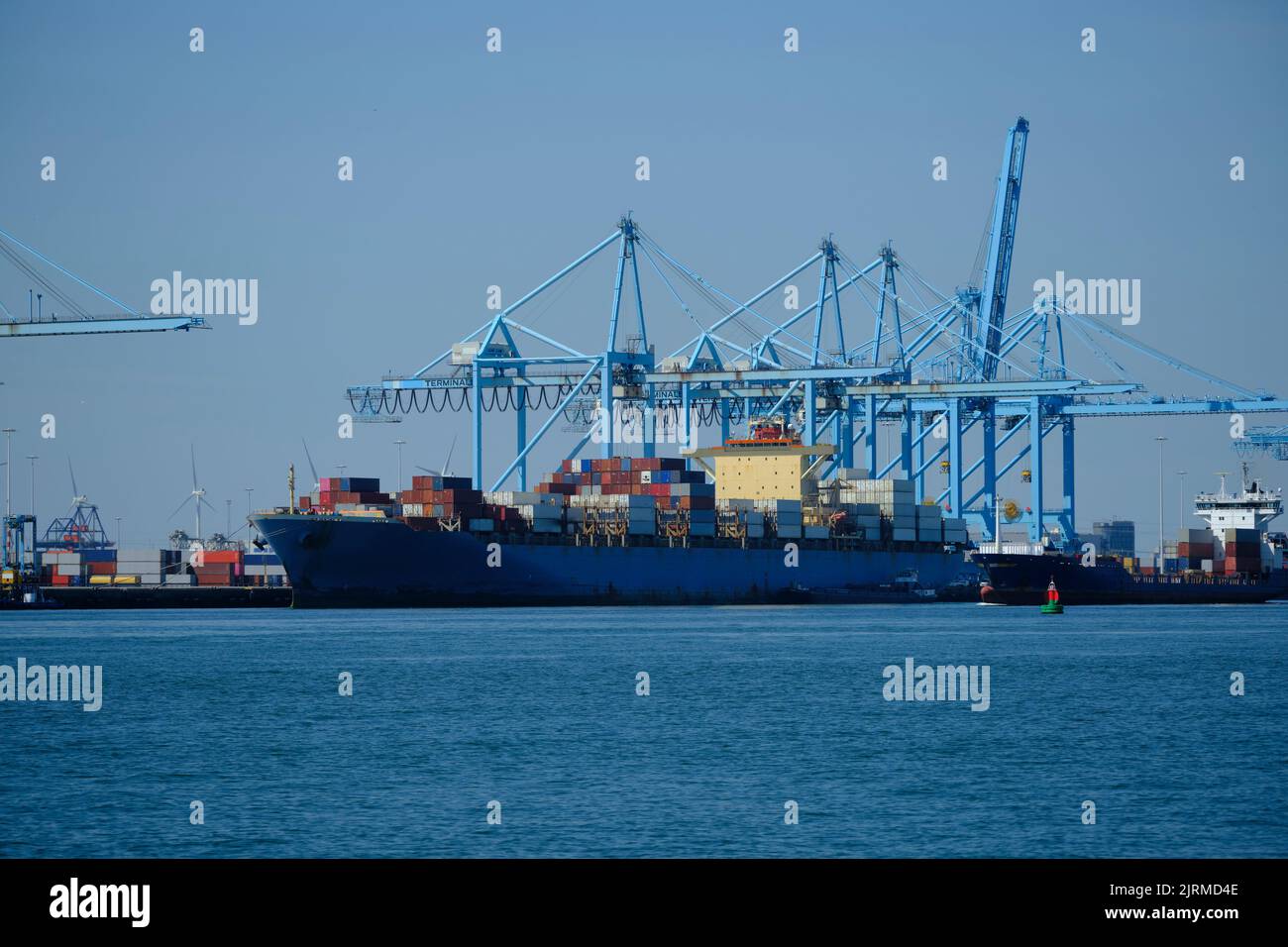 ROTTERDAM, THE NETHERLANDS - New container terminal with a very large ...