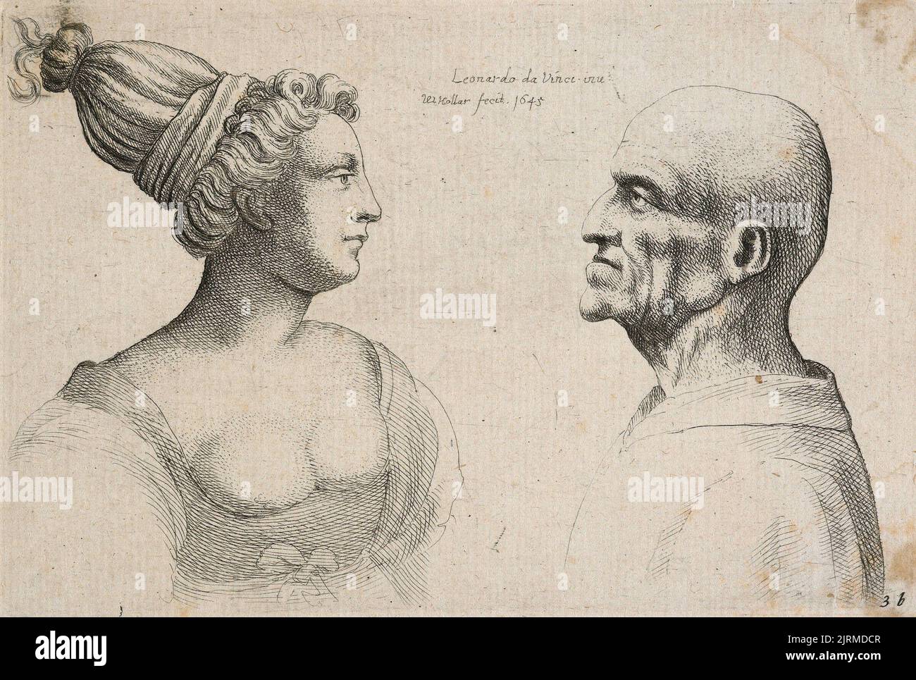 Caricatures and deformities after Leonardo. Two heads., 1645, Flanders ...