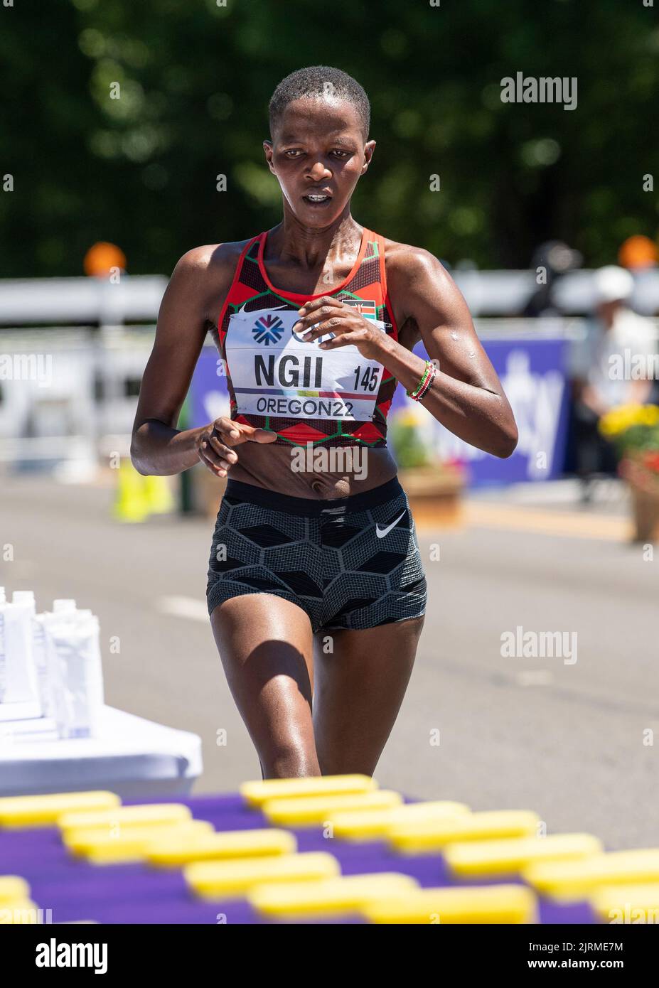 Emily Wamusyi Ngii of Kenya competing in the women’s 20k walk at the ...
