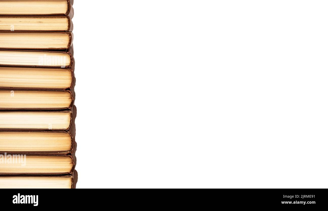 Banner with vertical books border isolated on white background. Classic ...