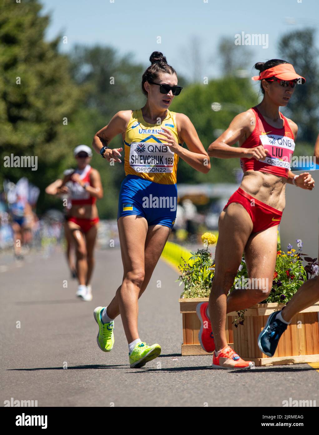 Hanna Shevchuk of Ukraine competing in the women’s 20k walk at the ...