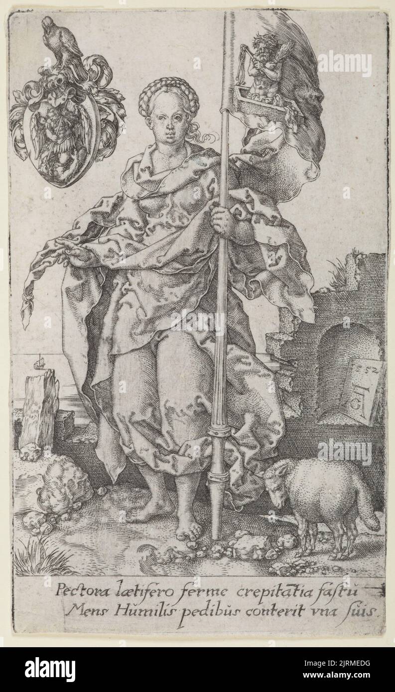 Modesty. From: The Virtues., 1552, Germany, by Heinrich Aldegrever ...