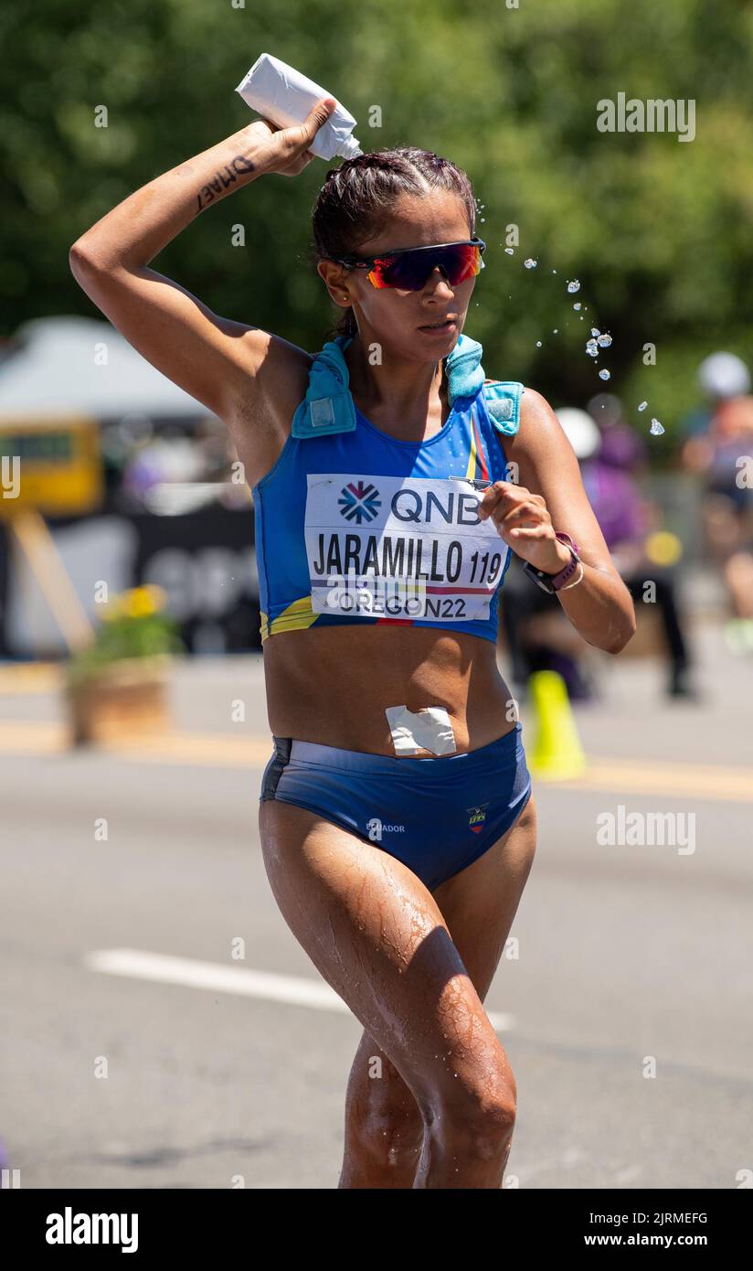 Karla Jaramillo of Ecuador competing in the women’s 20k walk at the ...