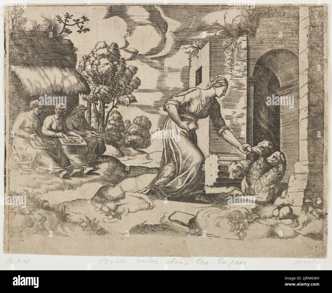 Psyche enters the underworld. Plate 26 from the story of Cupid and ...