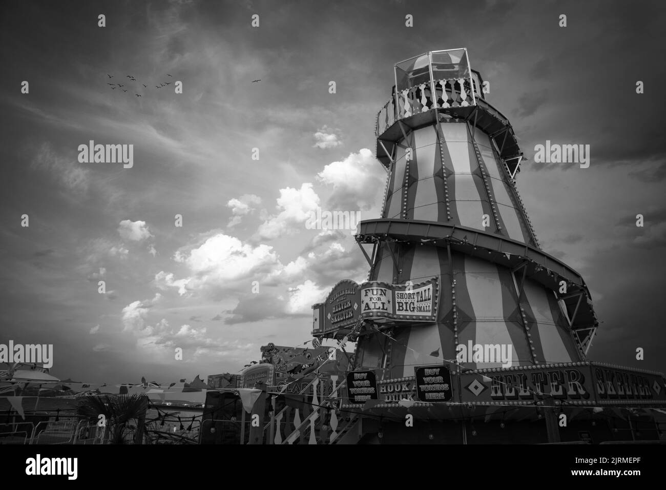 Helter skelter amusement slide Black and White Stock Photos & Images ...