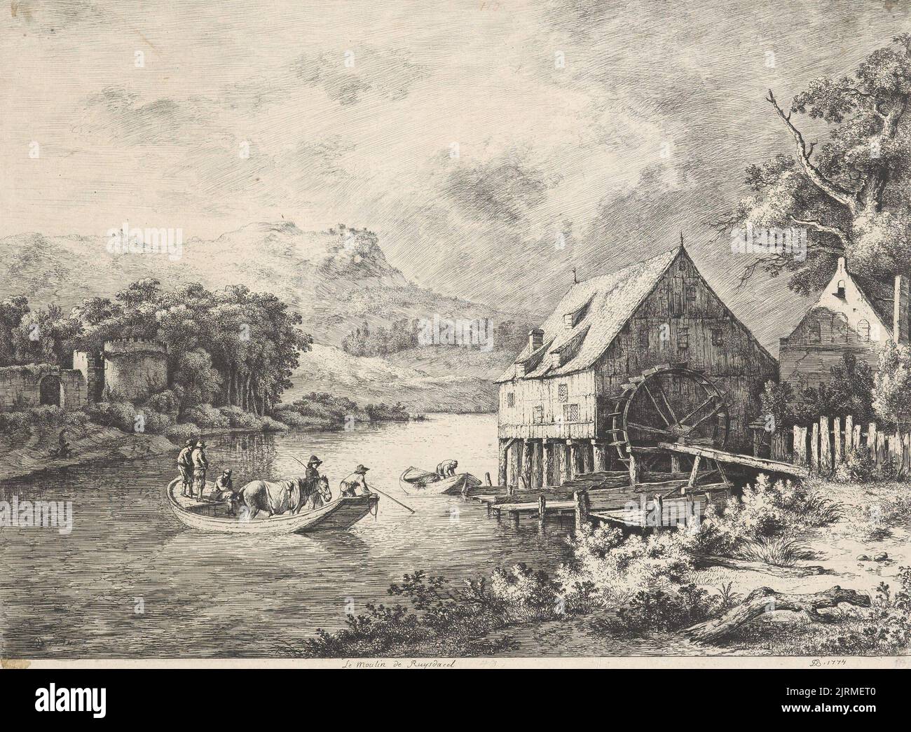Le moulin de Ruysdael, 1774, France, by Jean-Jacques de Boissieu, Jacob ...