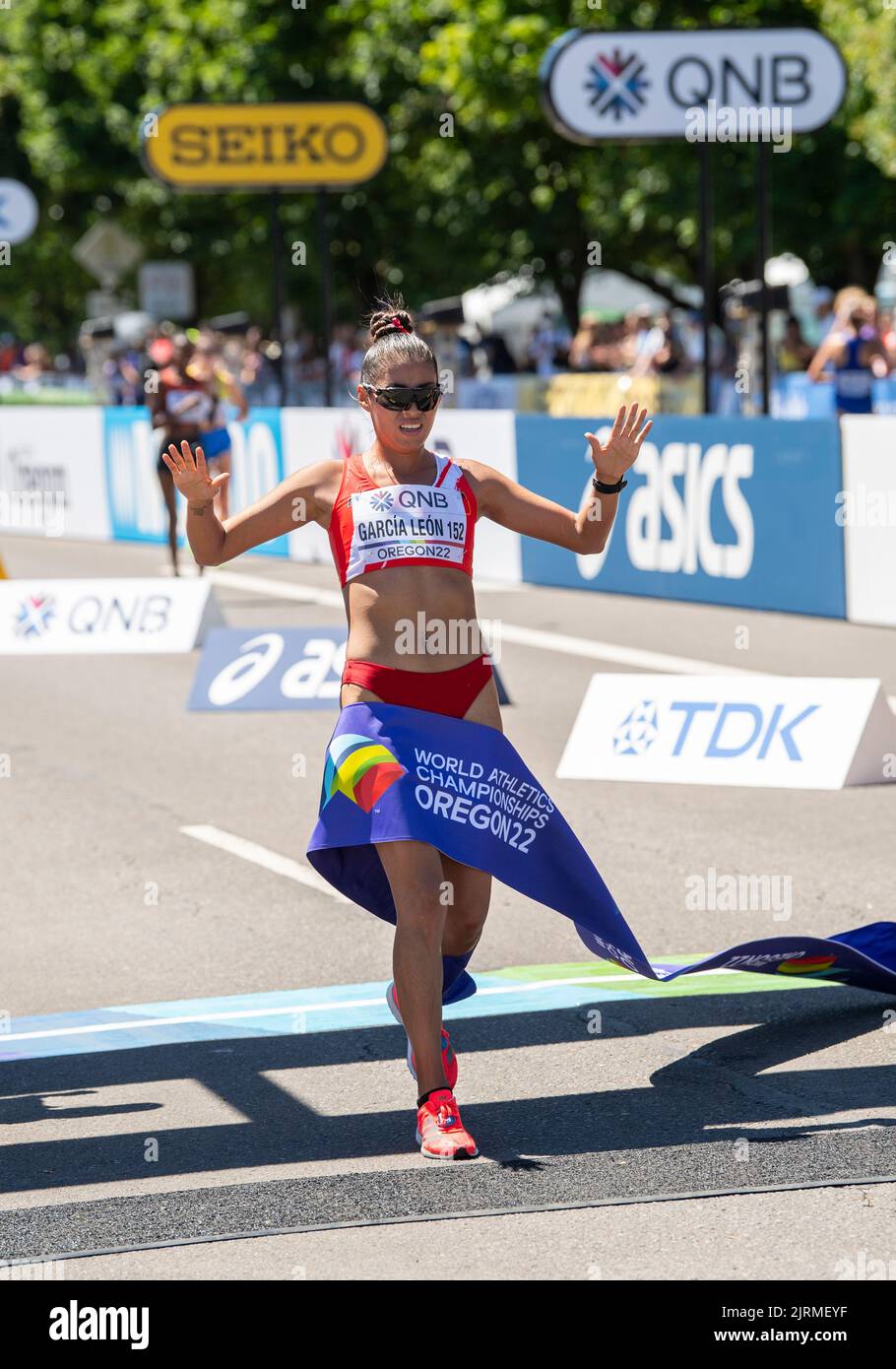 Kimberly Garcia Leon of Peru competing in the women’s 20k walk at the ...