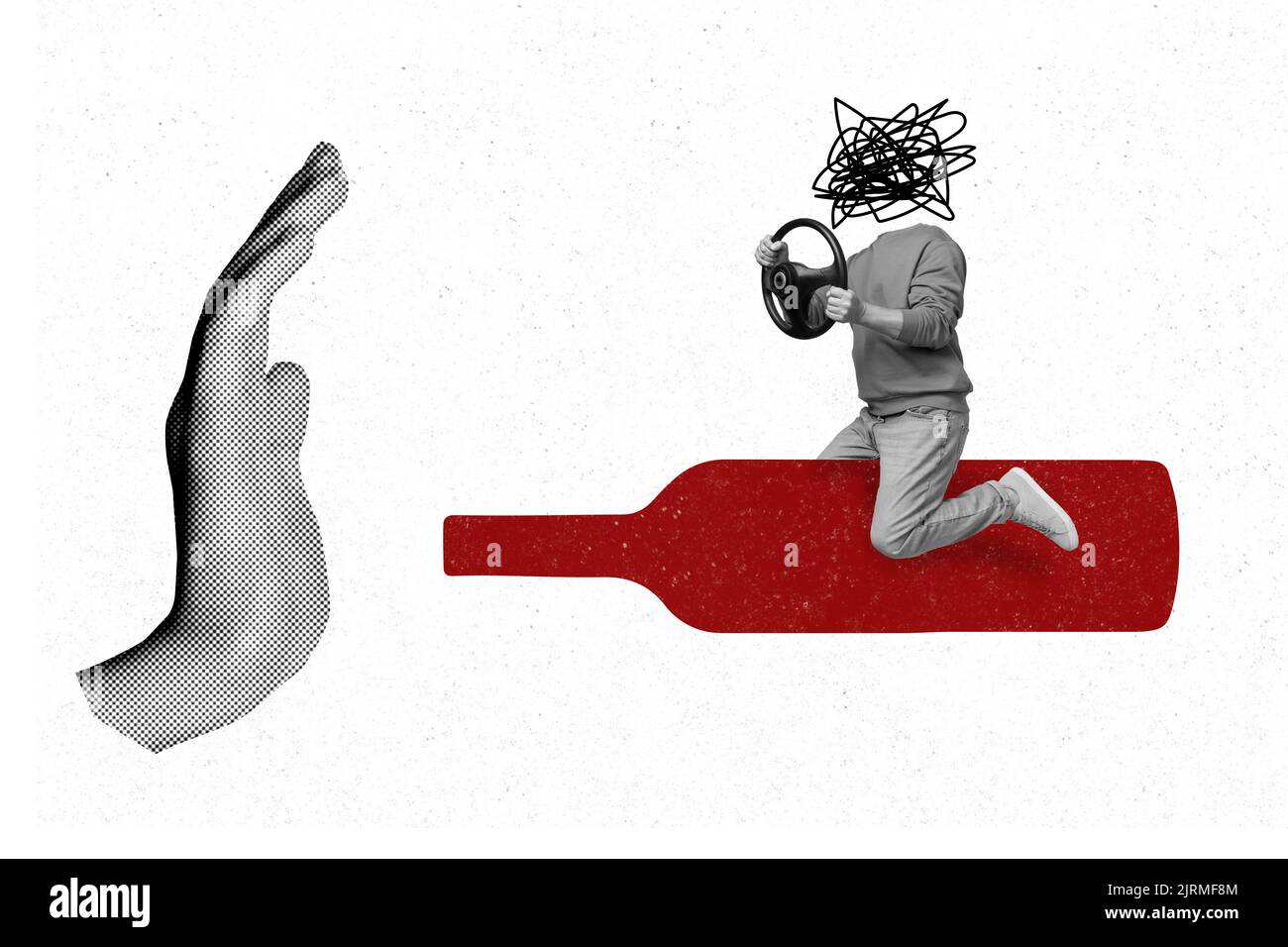 Creative abstract template graphics image of arm asking stop alcoholic ...