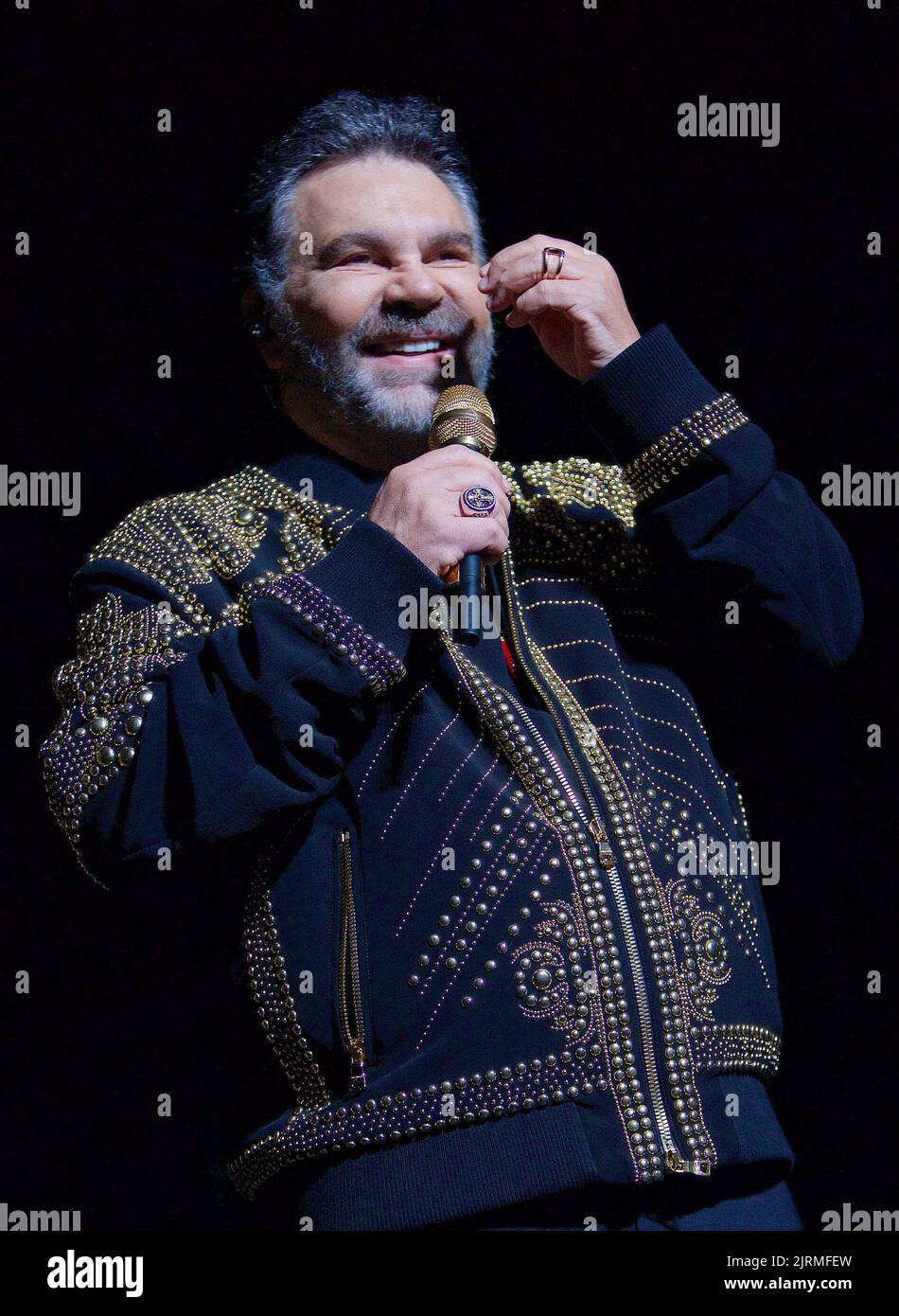HOLLYWOOD, FL - AUG 24: Singer Mijares performs during a concert as ...