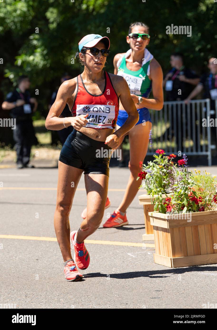 Meryem Bekmez of Turkey competing in the women’s 20k walk at the World ...