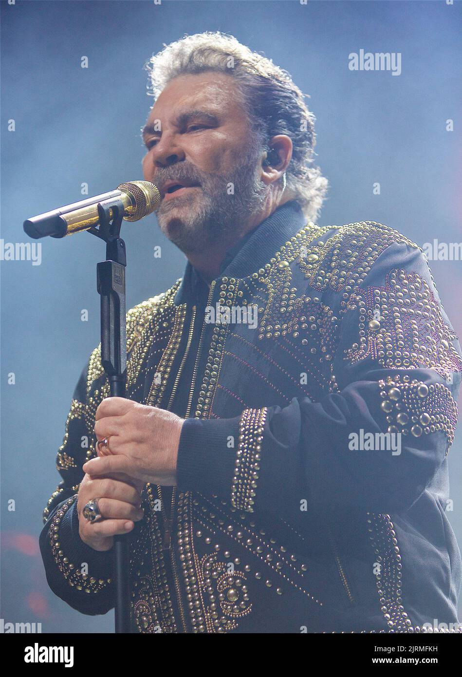HOLLYWOOD, FL - AUG 24: Singer Mijares performs during a concert as ...