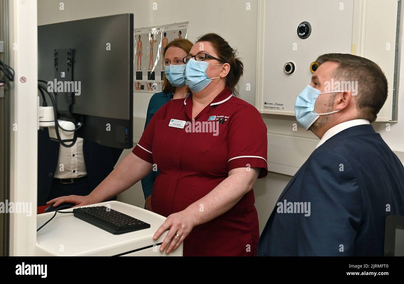 Health Minister Robin Swann along with Andrea Corry, Dermatology ...