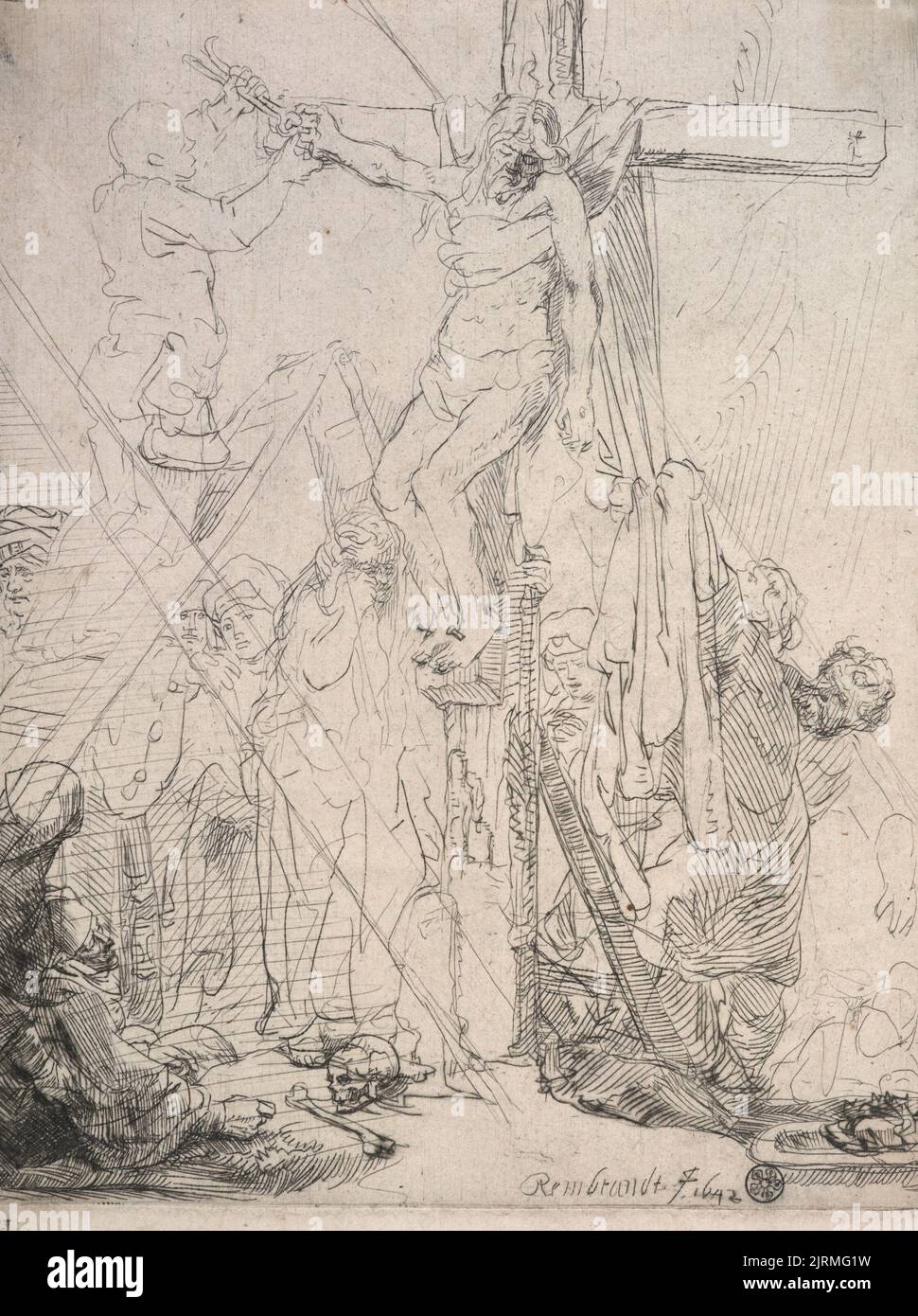 The descent from the cross: a sketch., 1642, Netherlands, by Rembrandt ...