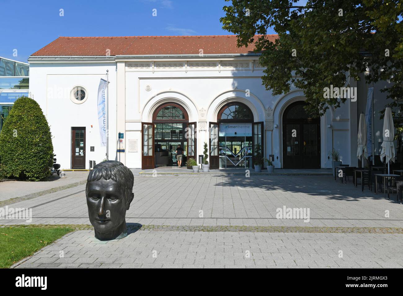 View of the roman thermal bath in the spa town of Baden near Vienna ...