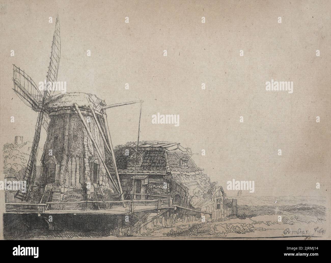 The windmill, copy, 1641, by Rembrandt van Rijn, John Smith of ...
