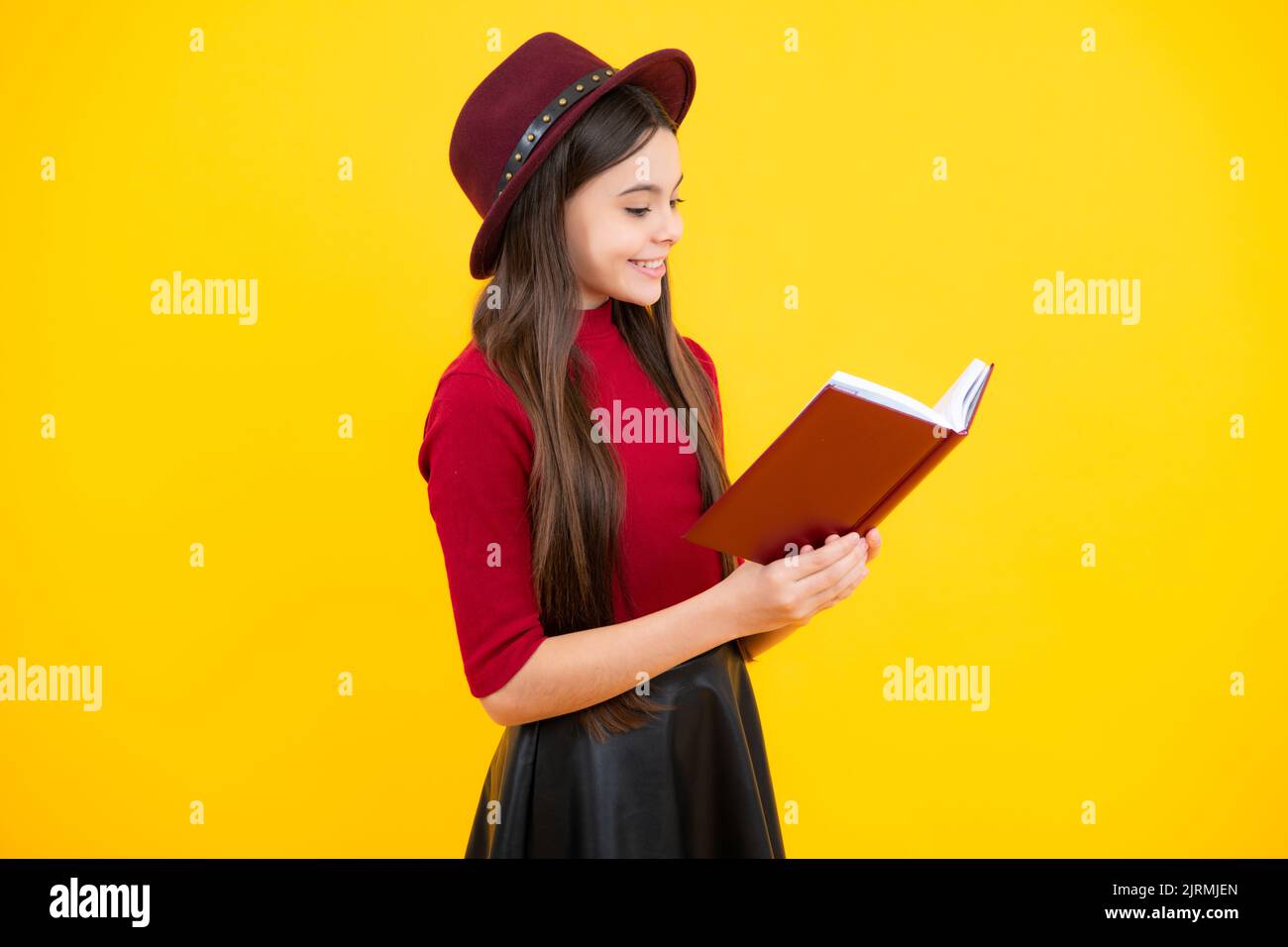 Happy teenager portrait. Teenager school girl study with books ...