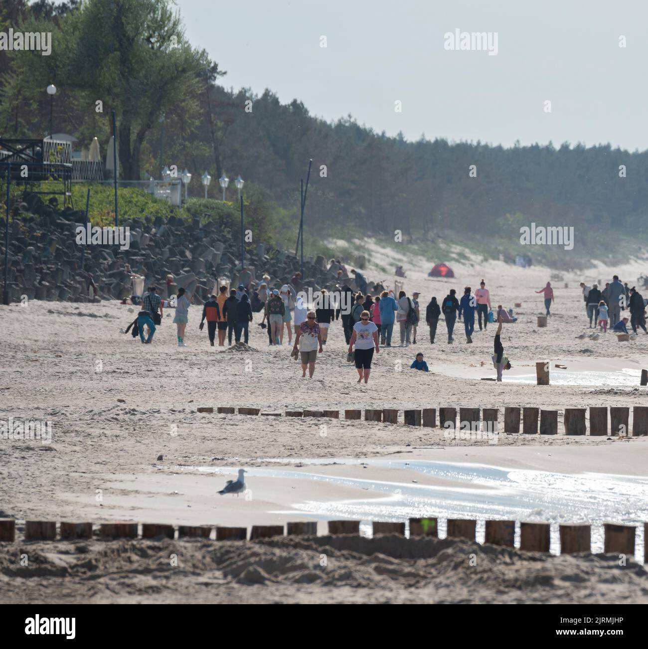 Mielno, Poland - May 23, 2022: People on the beach on a cloudy day ...