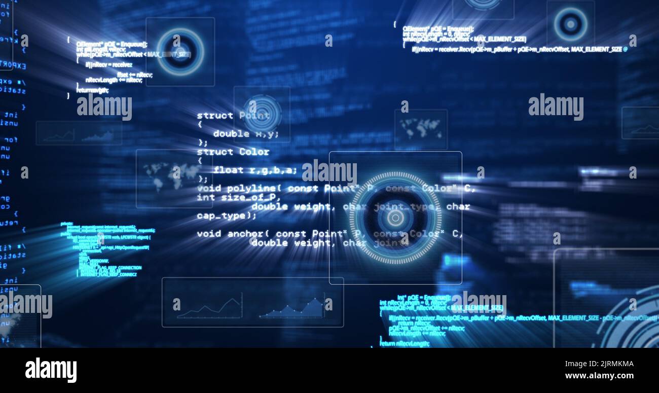Illustration of digital data with circular patterns, copy space Stock ...