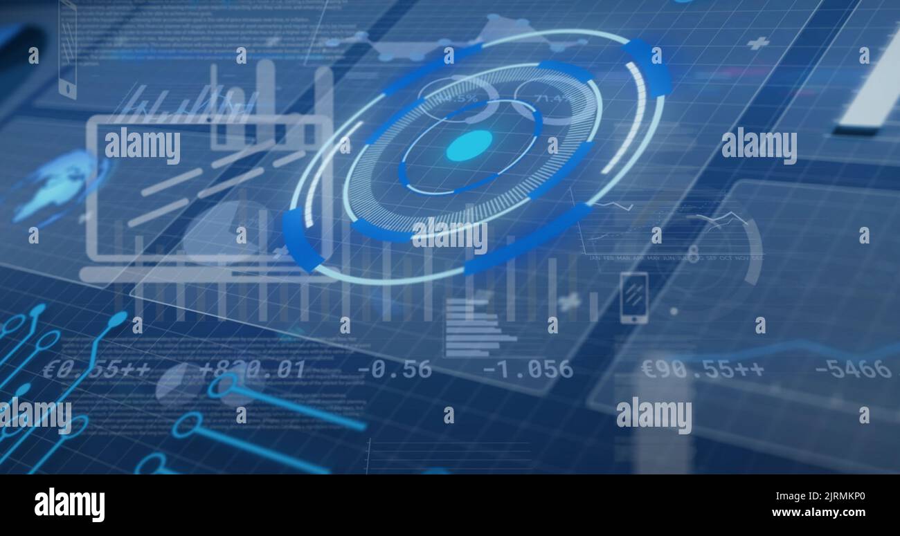 Multiple exposure vector image of various virtual blue patterns, copy ...