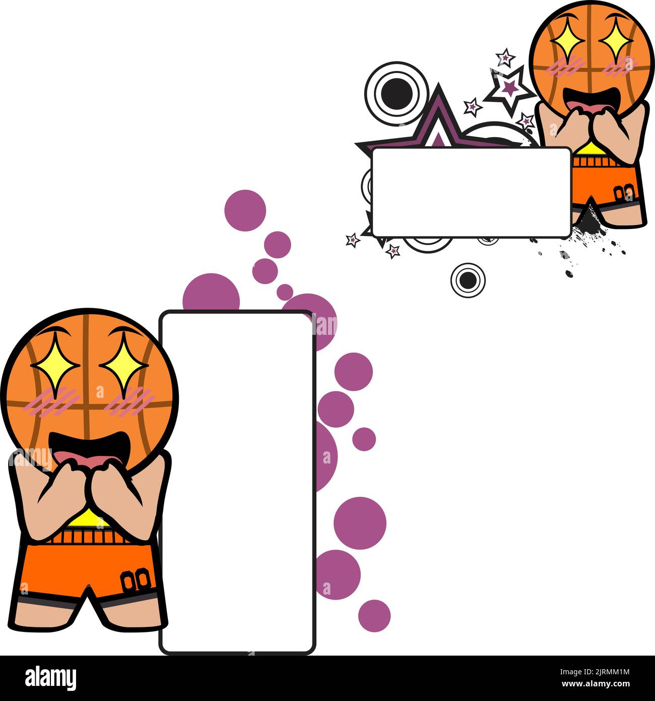 chibi happy basketball ball head kid cartoon expression, billboard set ...