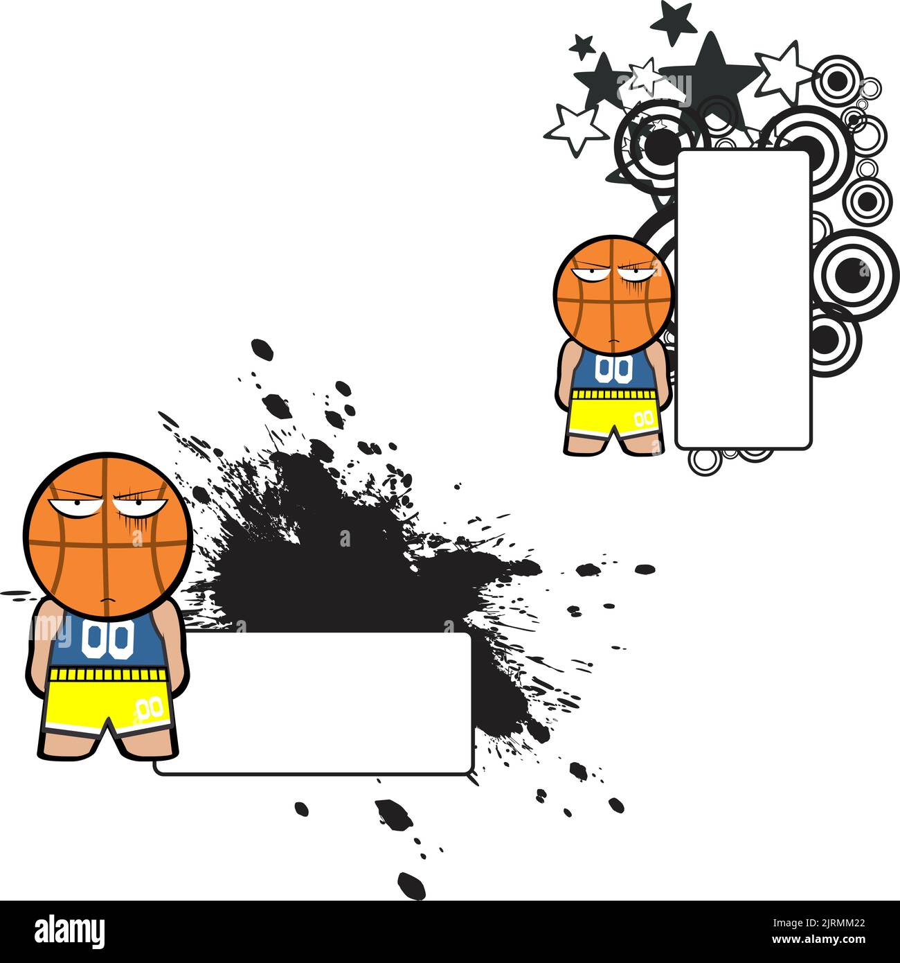 chibi grumpy basketball ball head kid cartoon expression, billboard set ...