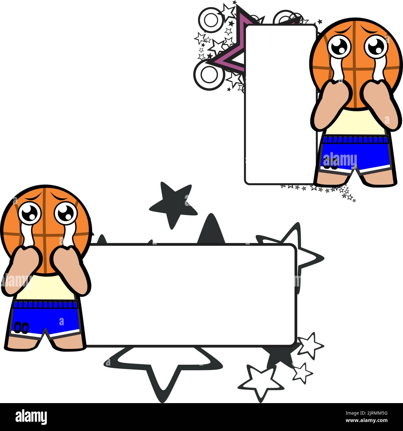 chibi crying basketball ball head kid cartoon expression, billboard set ...