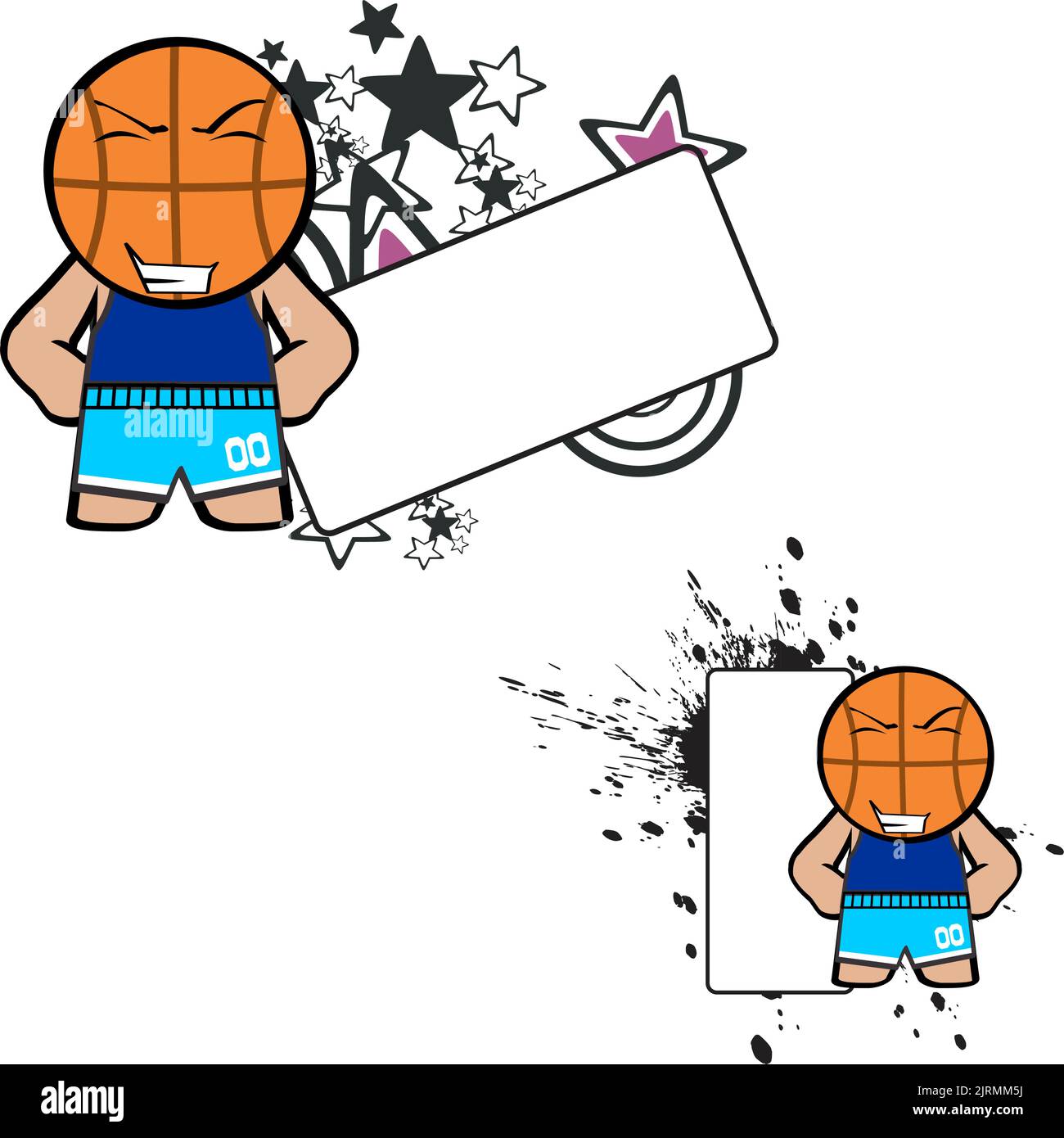 funny basketball ball head kid cartoon expression, billboard set pack ...