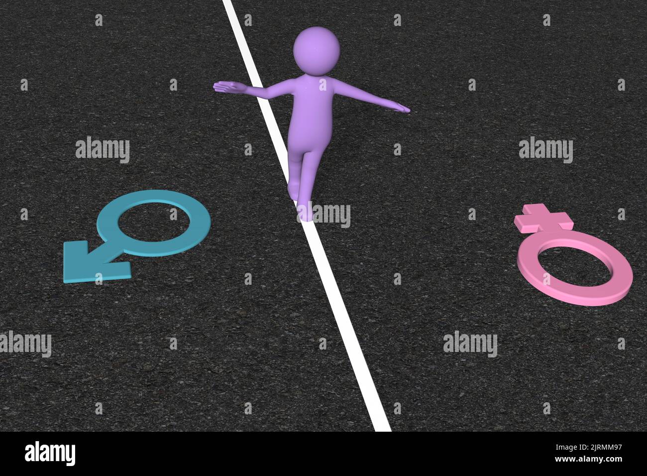 3D rendered male female symbols or signs representing gender choice or ...