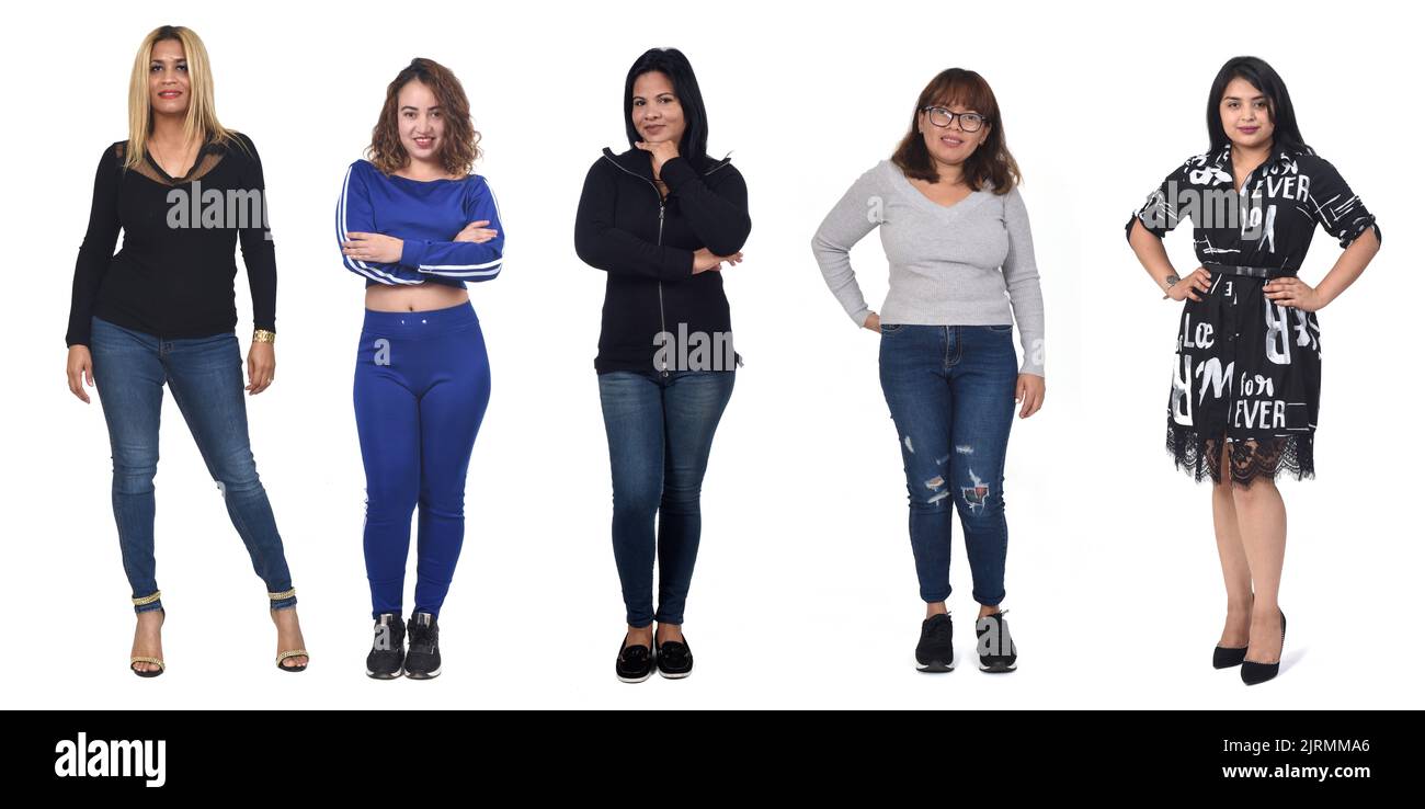 front view of a women on white background Stock Photo - Alamy