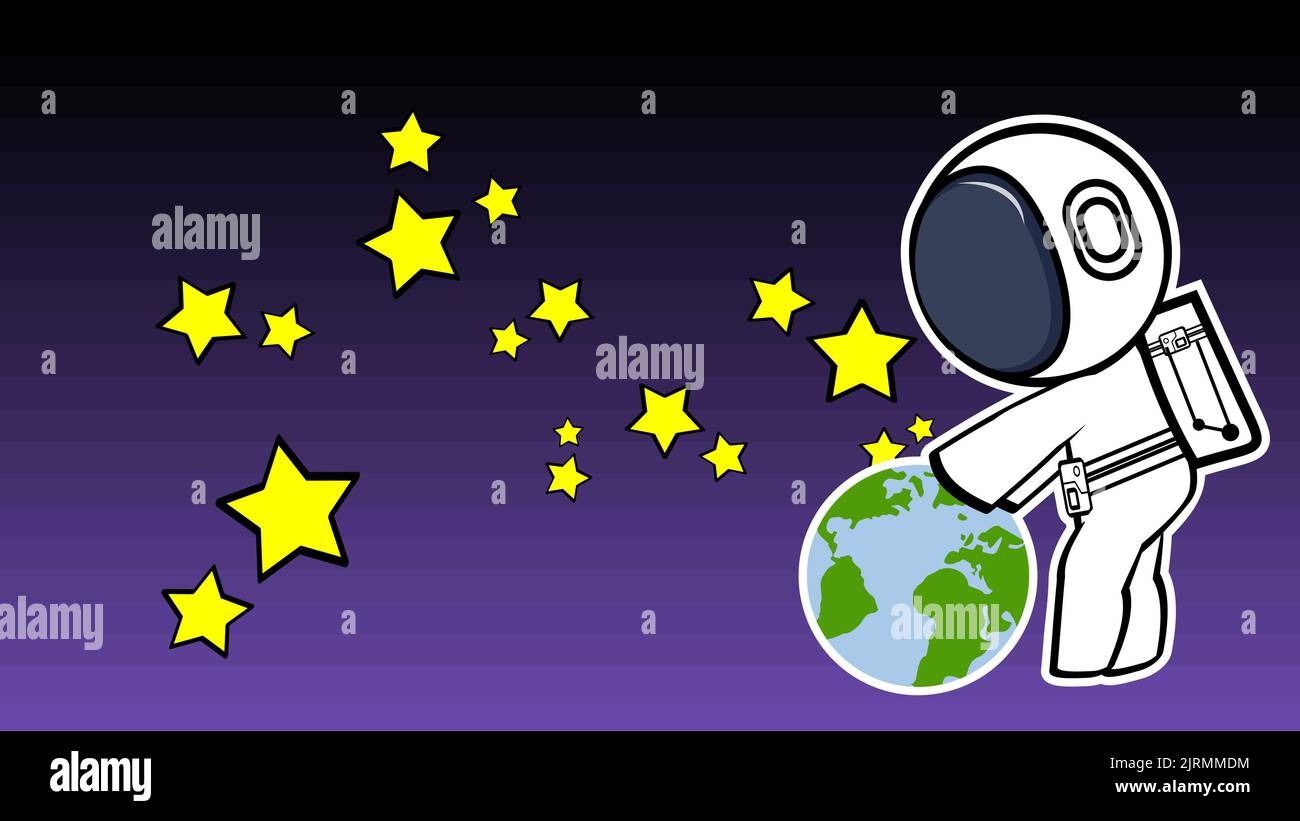 spaceman character cartoon sticker poster background in vector format ...