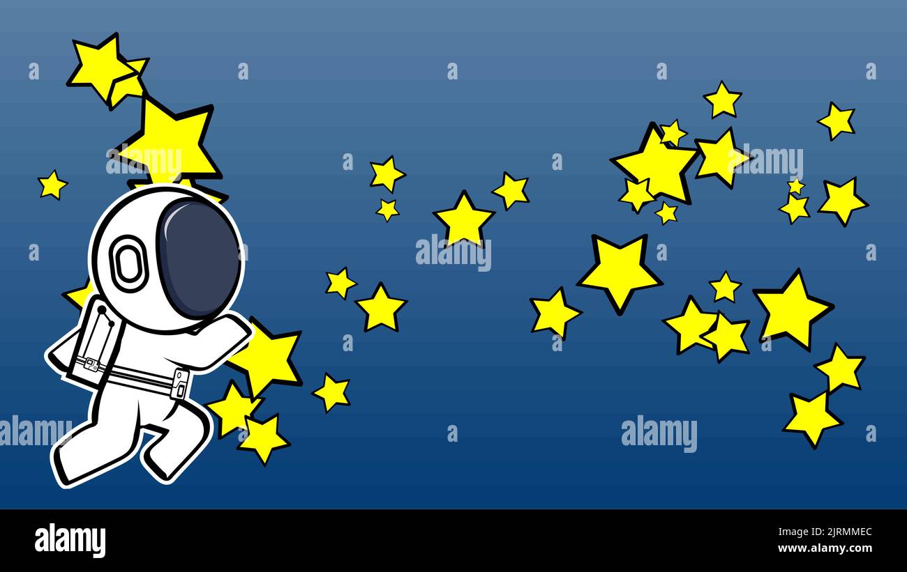 spaceman character cartoon sticker poster background illustration in ...
