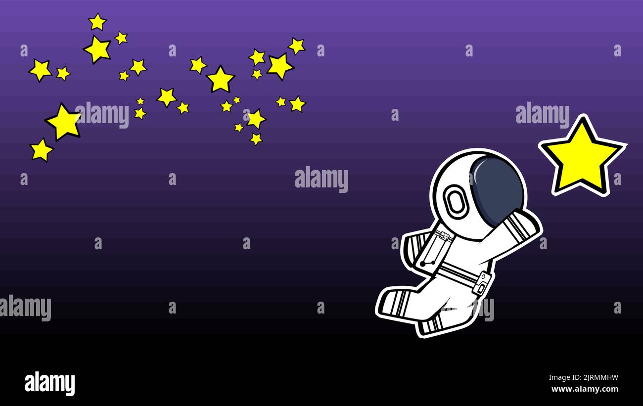 spaceman cartoon sticker poster background illustration in vector ...