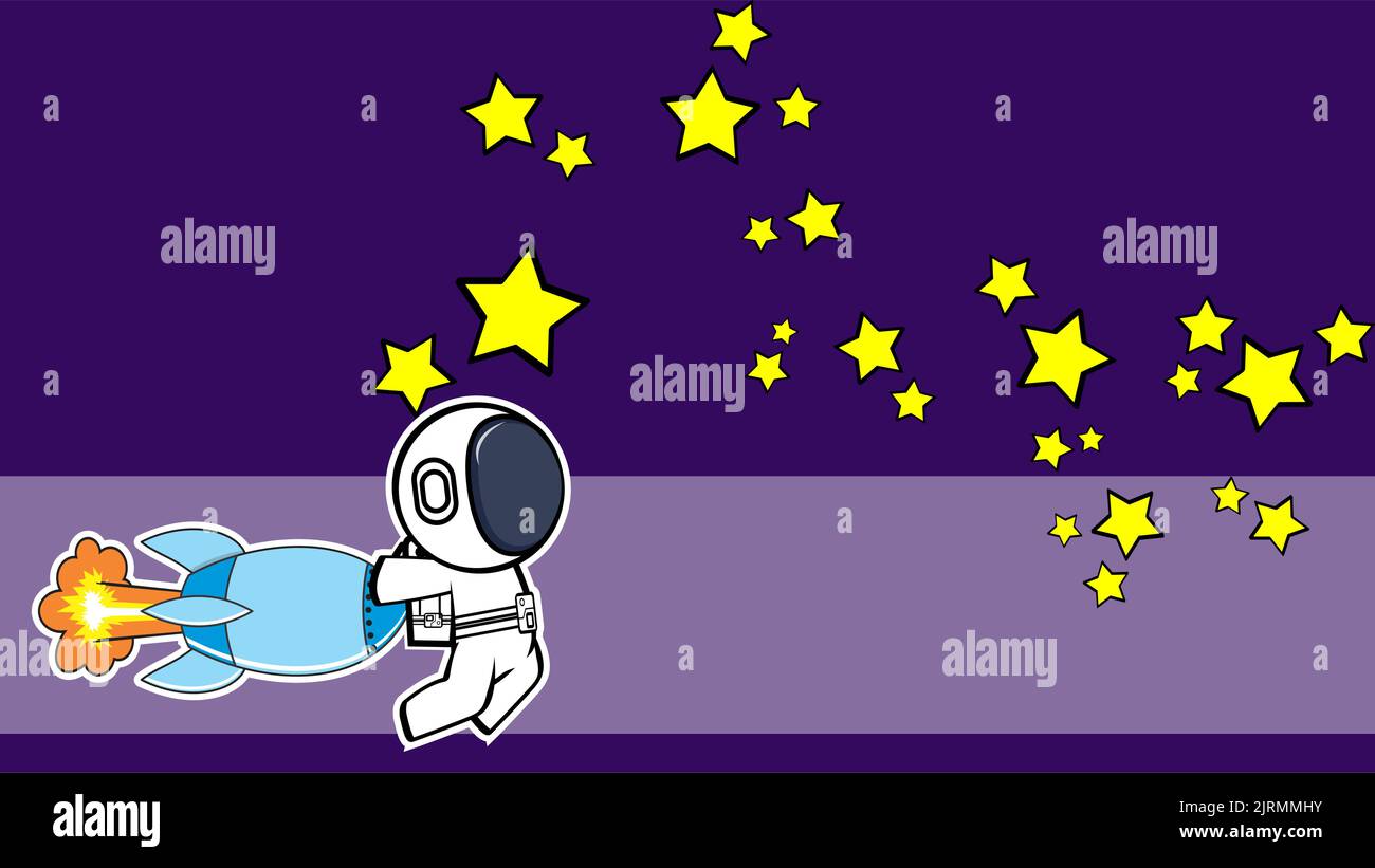 fuuny spaceman character cartoon sticker poster background illustration ...