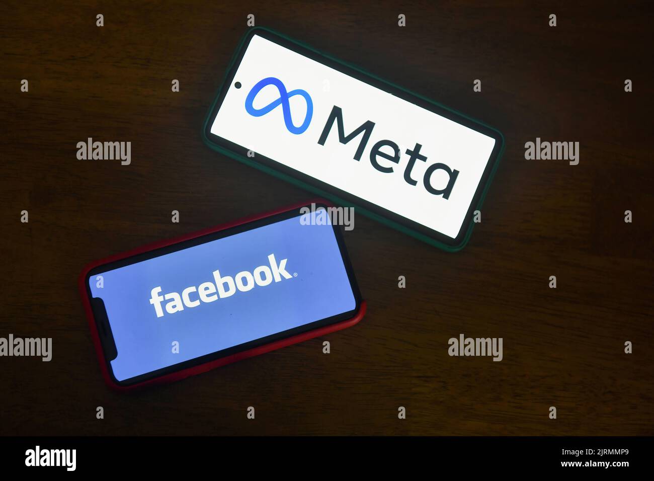 In this photo illustration, Meta and facebook logos are seen displayed ...
