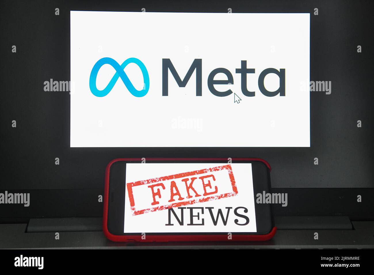In this photo illustration, Fake News is seen displayed on a smartphone ...