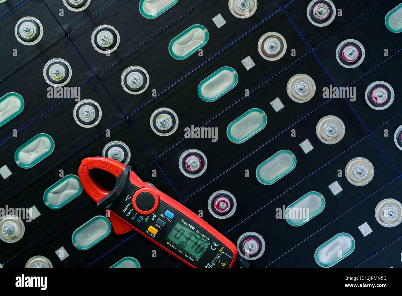 Electric vehicle lithium NMC battery with multimeter. Electric car ...