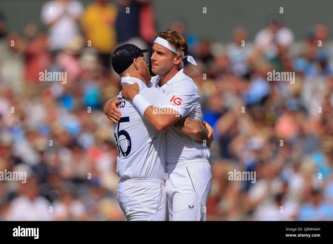 Stuart Broad of England celebrates with Ben Stokes after taking the ...